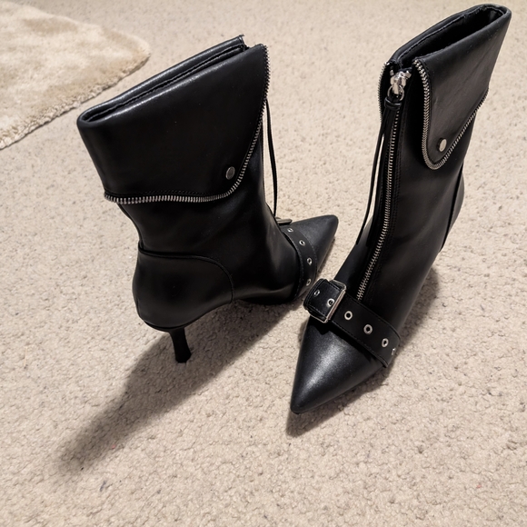 Shoes | Black Heeled Boots With Stiletto Heel And Pointed Toe | Poshmark